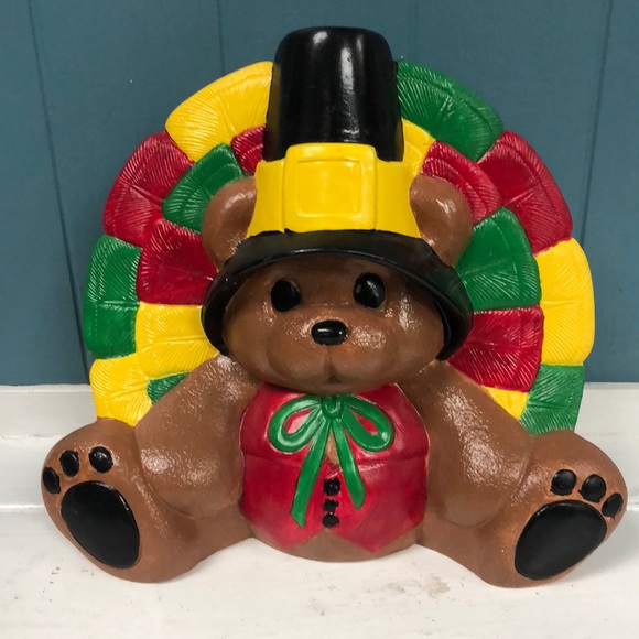 Vintage | Art | Vtg 94 Ceramic Kitschy Cute Teddy Bear Pilgrim Turkey ...